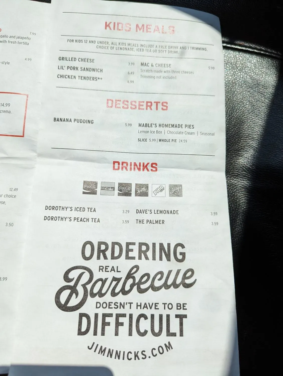 Jim 'N Nick's Bar-B-Q Menu - Updated October 2025