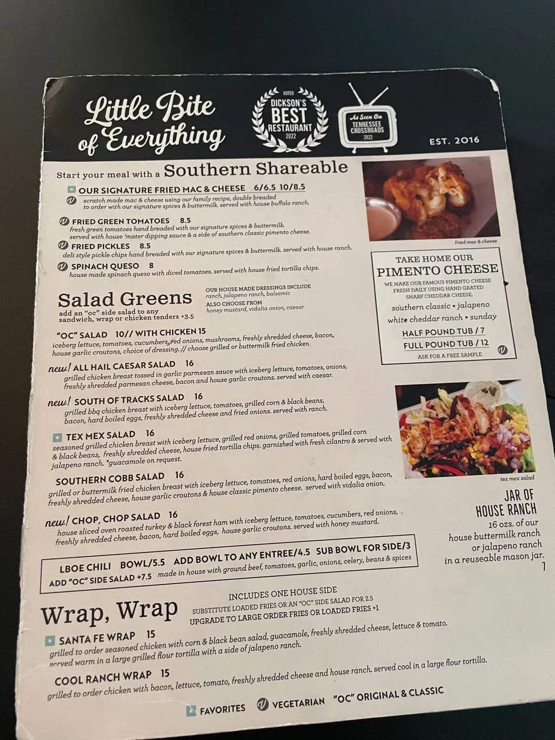Little Bite of Everything Menu - Updated November 2025
