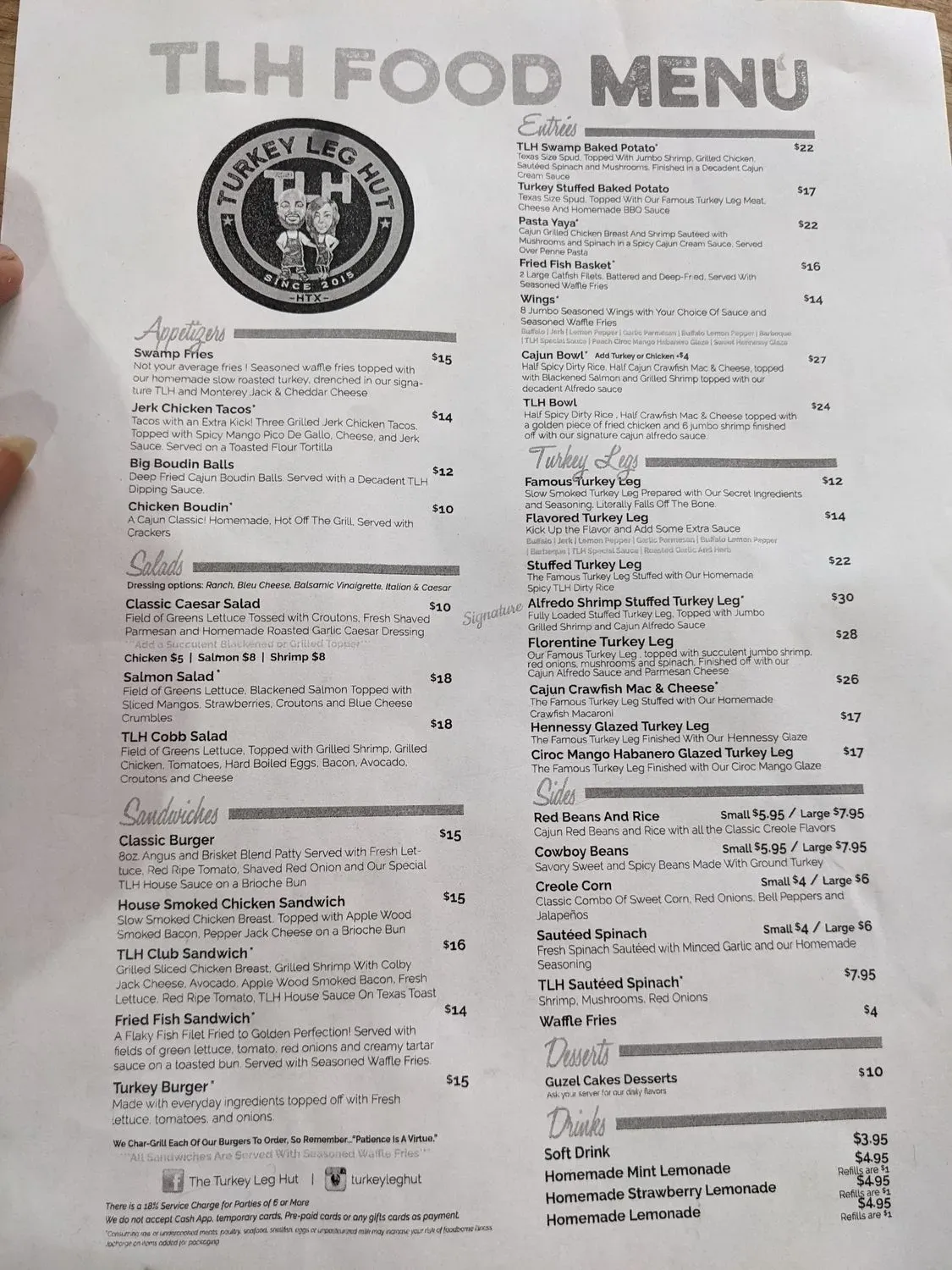 Turkey Leg Hut Menu - Updated November 2025