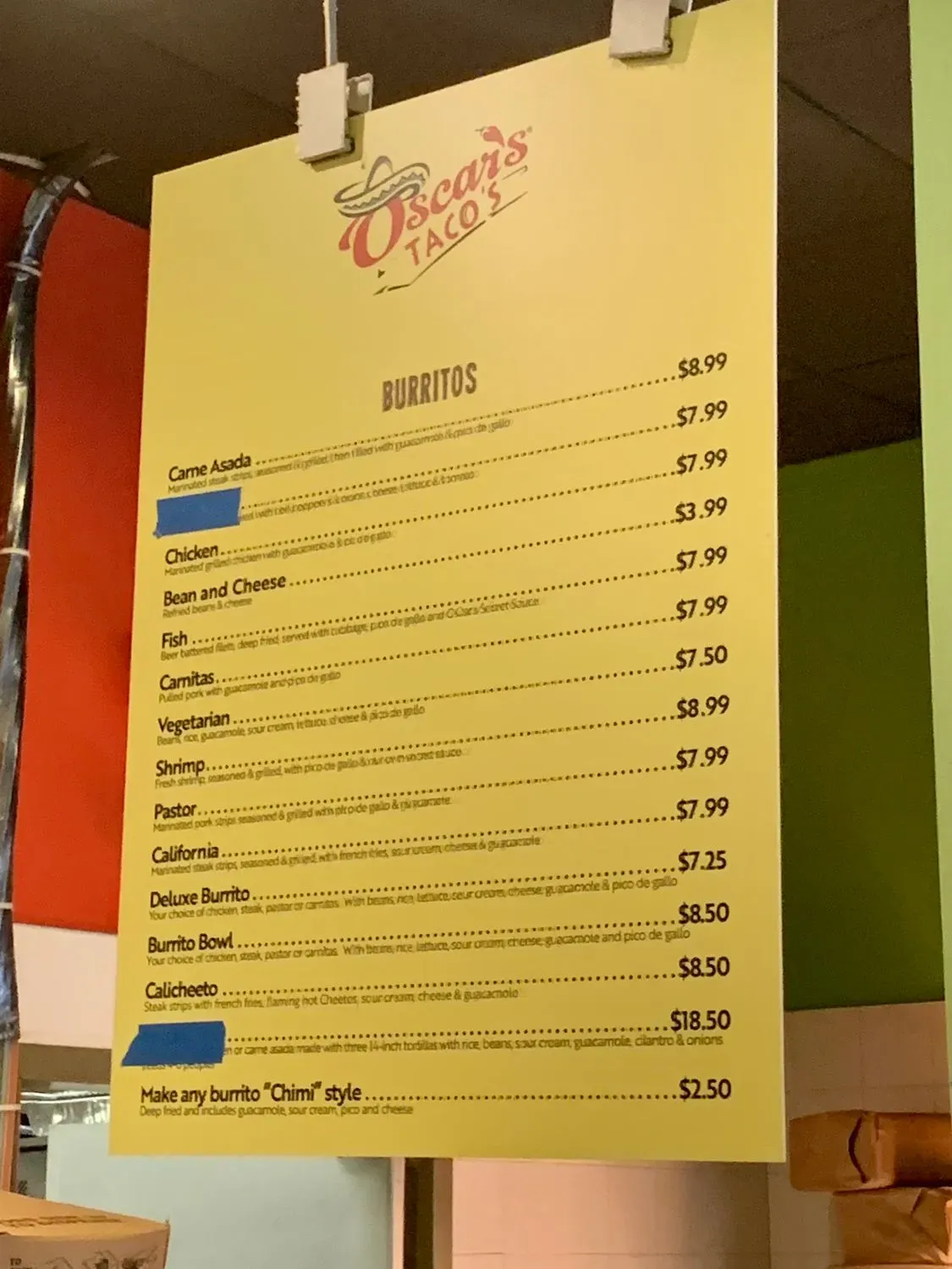 Oscar's Taco Shops - Harding & I24 Menu - Updated November 2025