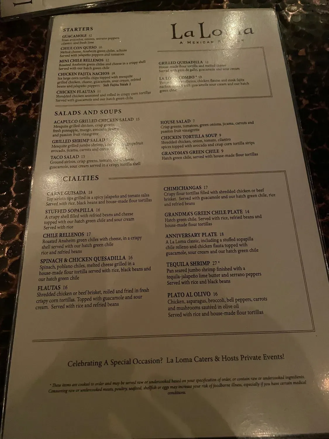 Savina's Mexican Kitchen - (Previously named La Loma Castle Rock) Menu - Updated October 2025