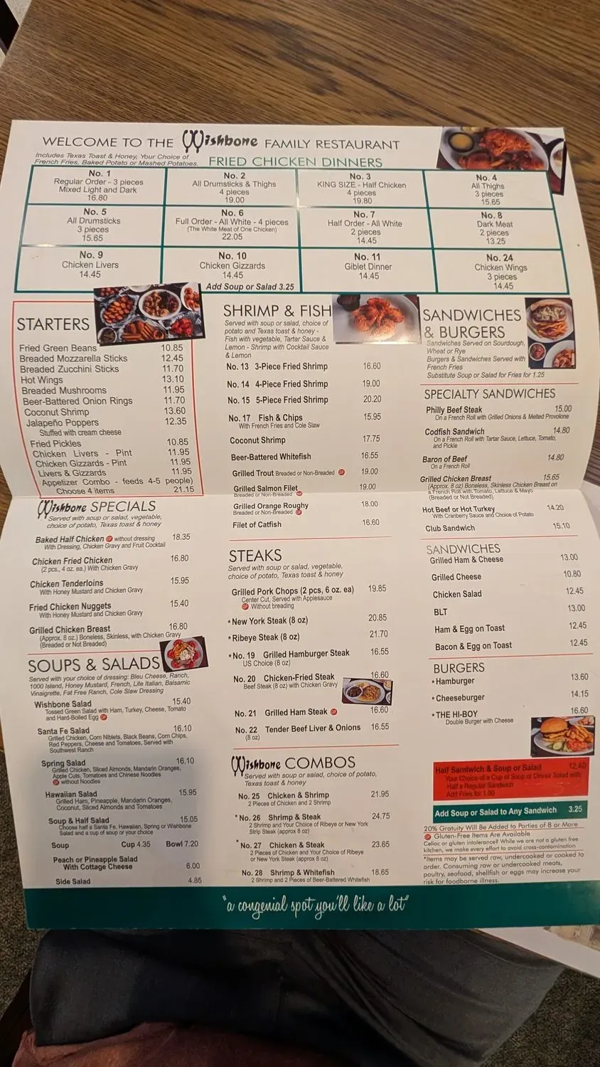 The Wishbone Family Restaurant Menu - Updated October 2025