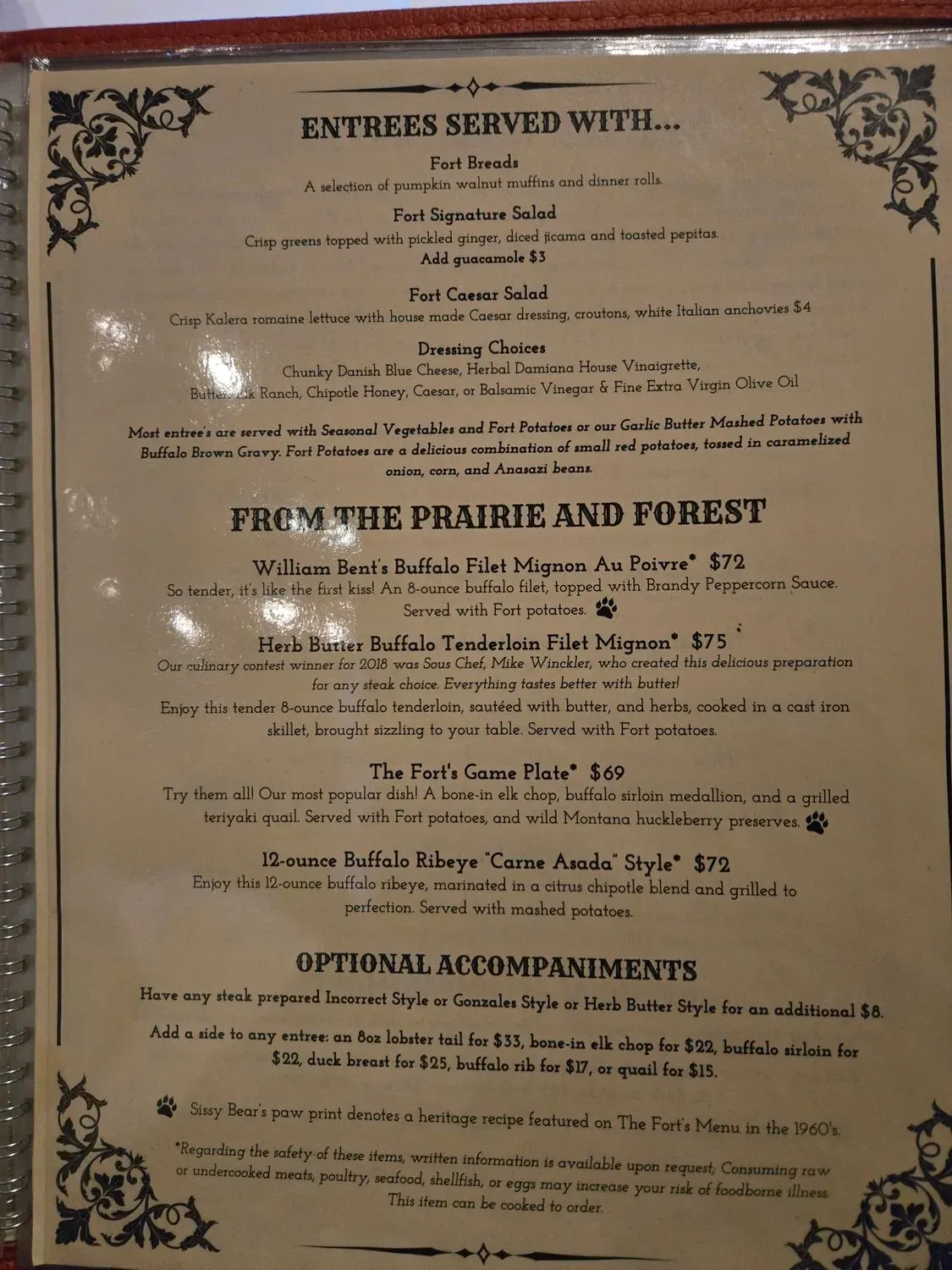 The Fort Menu - Updated November 2025