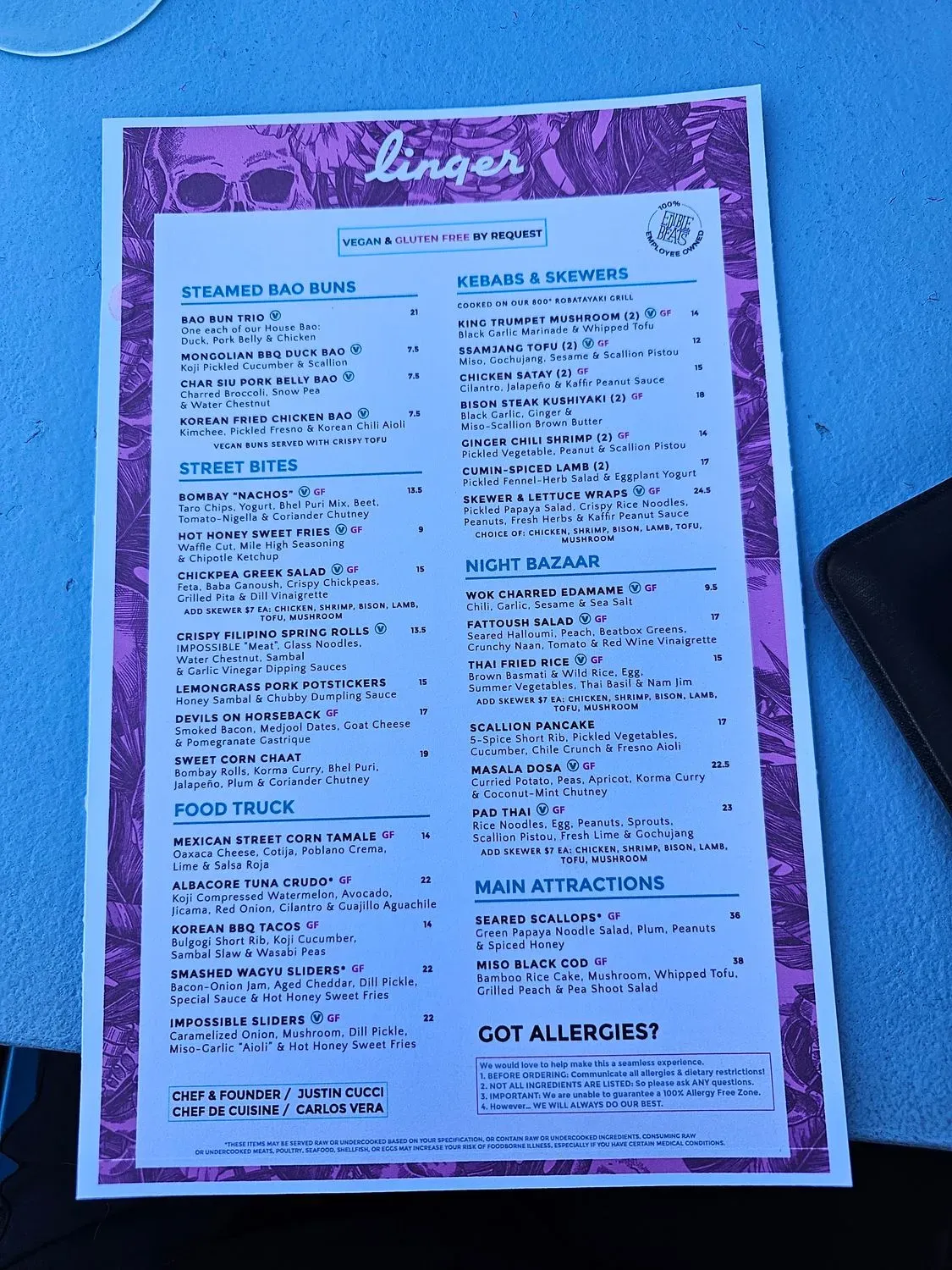 Linger Menu - Updated November 2025