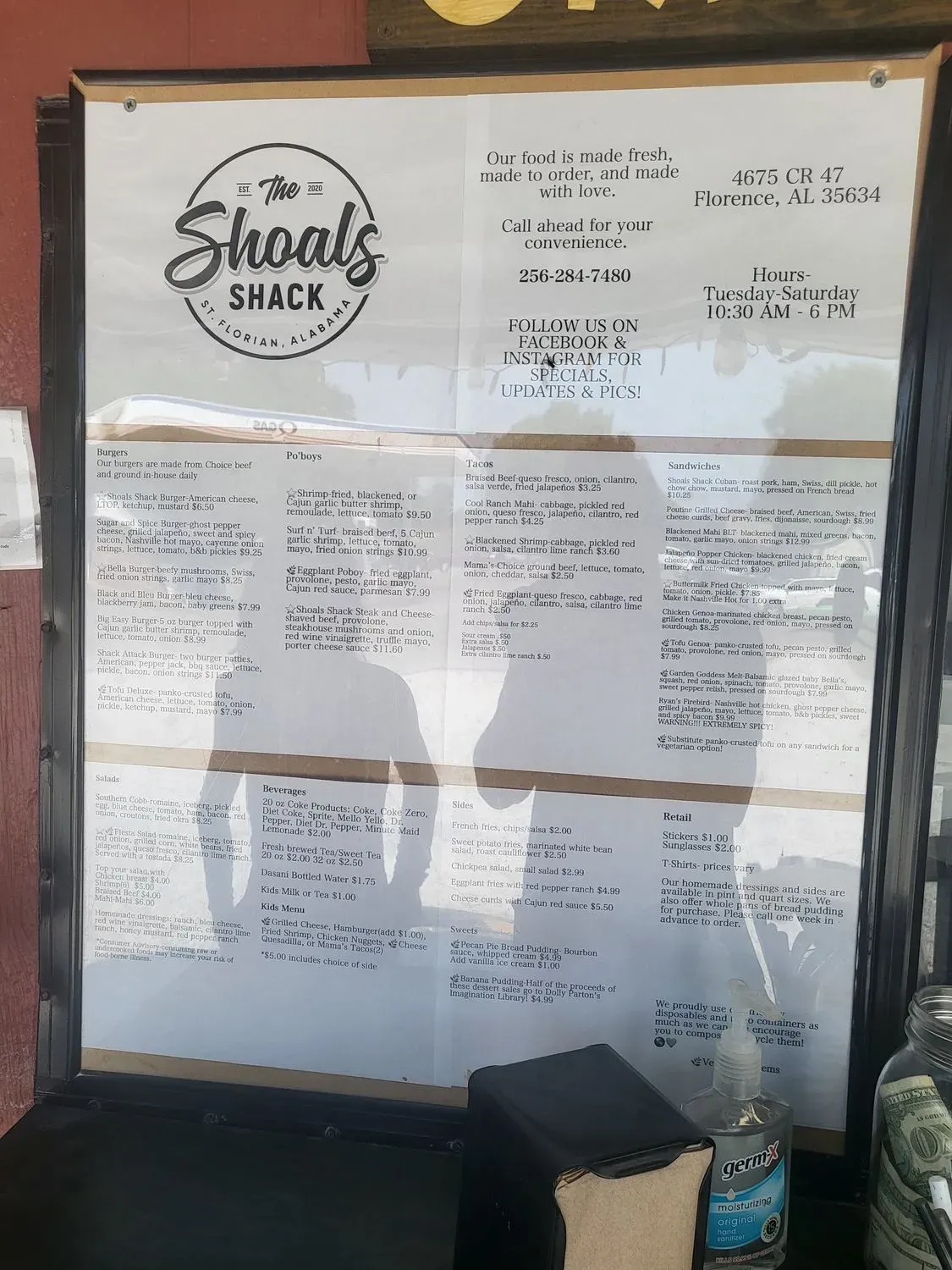 The Shoals Shack Menu - Updated November 2025