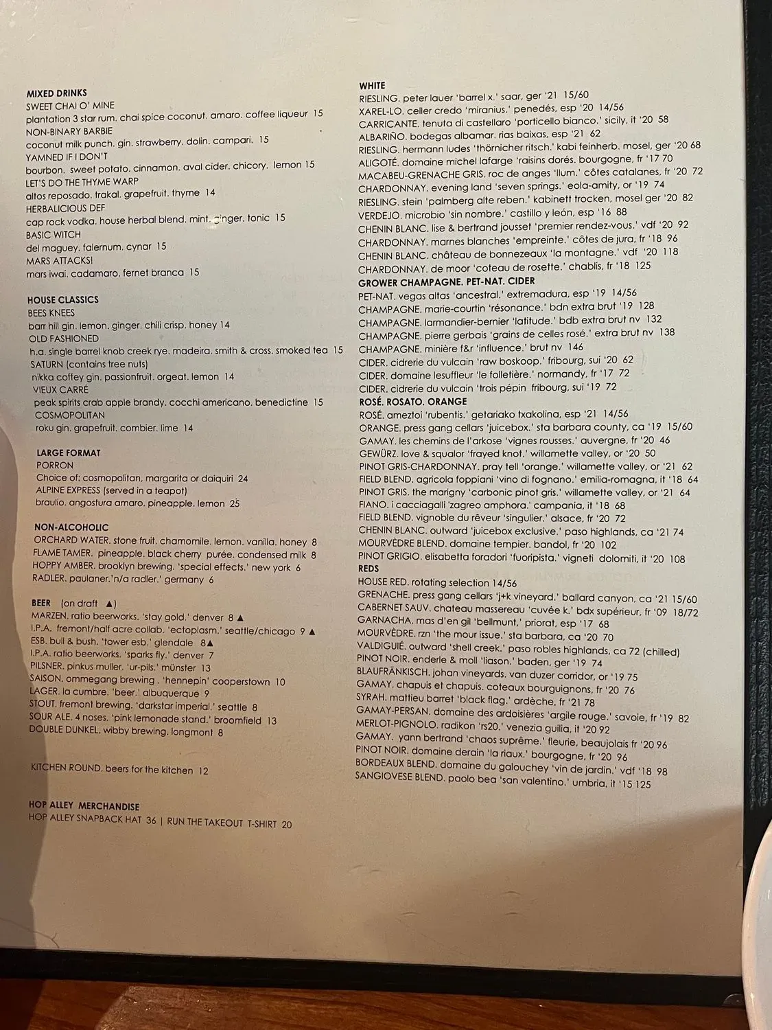 Hop Alley Menu - Updated October 2025