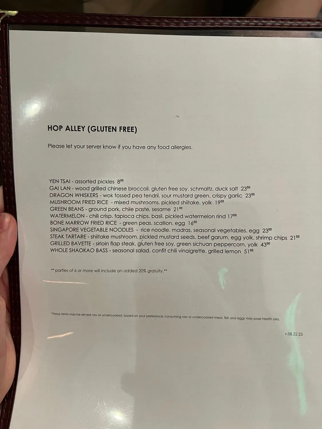 Hop Alley Menu - Updated October 2025