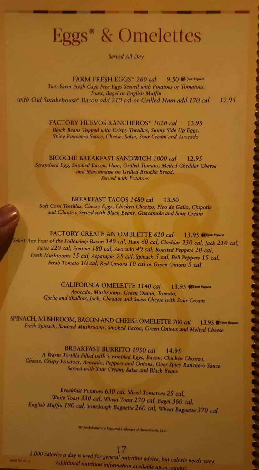 The Cheesecake Factory Menu - Updated October 2025