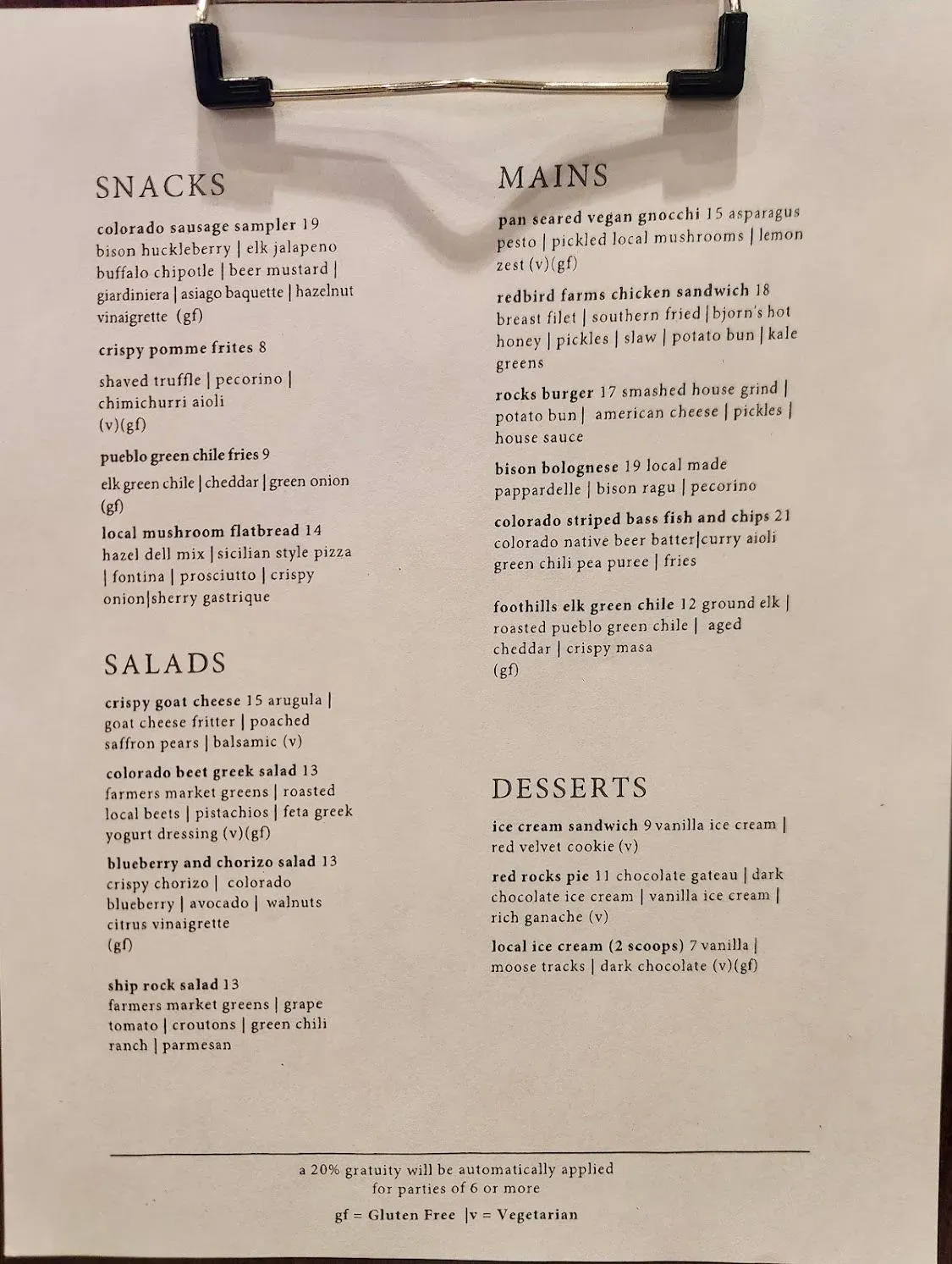 Ship Rock Grille Menu - Updated November 2025