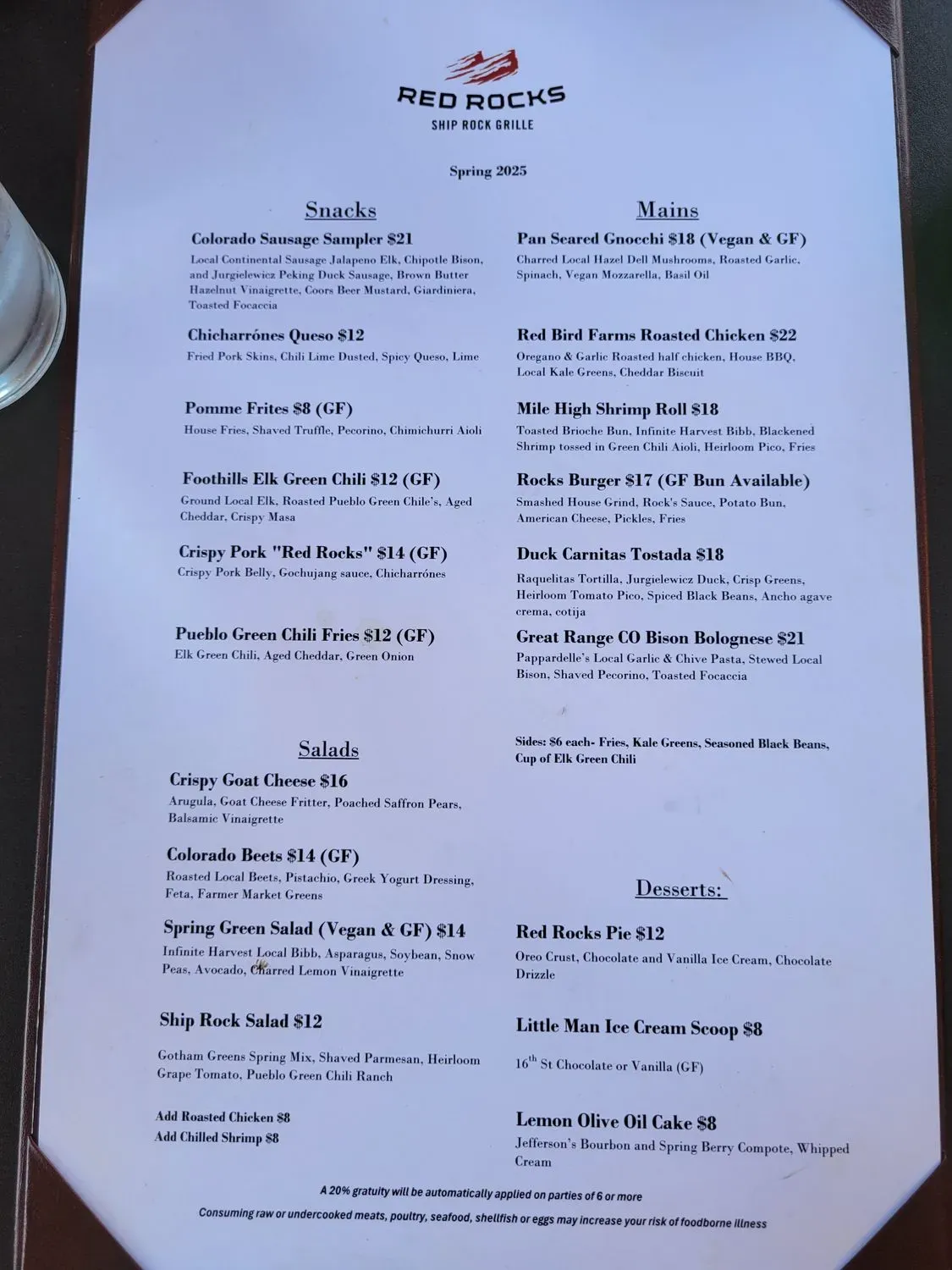 Ship Rock Grille Menu - Updated November 2025