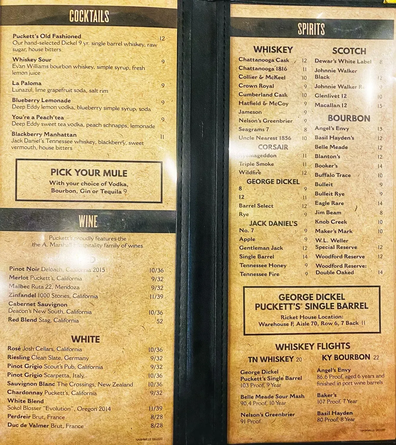 Puckett's Restaurant Menu - Updated November 2025