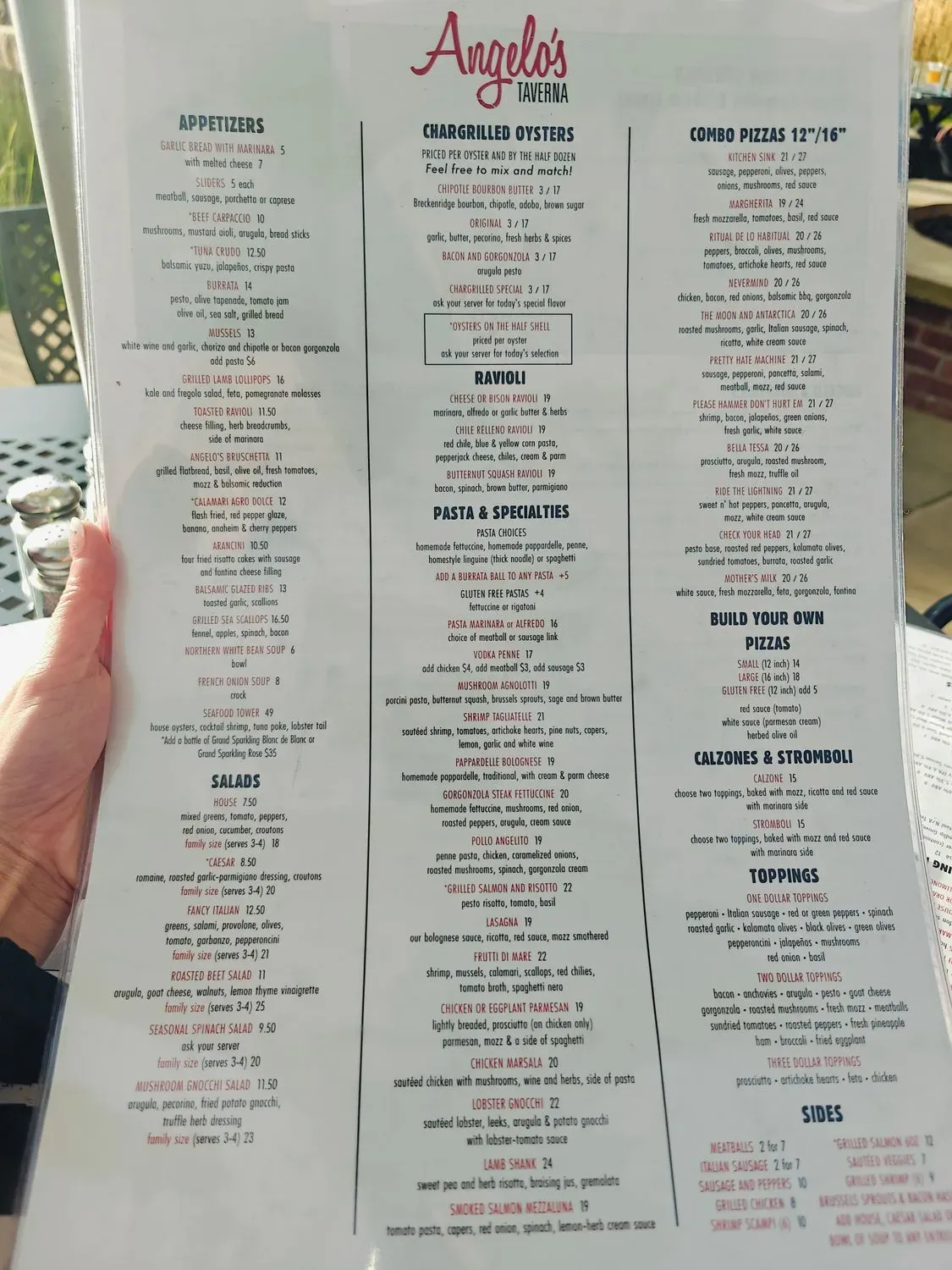 Angelo's Taverna - Littleton Menu - Updated October 2025