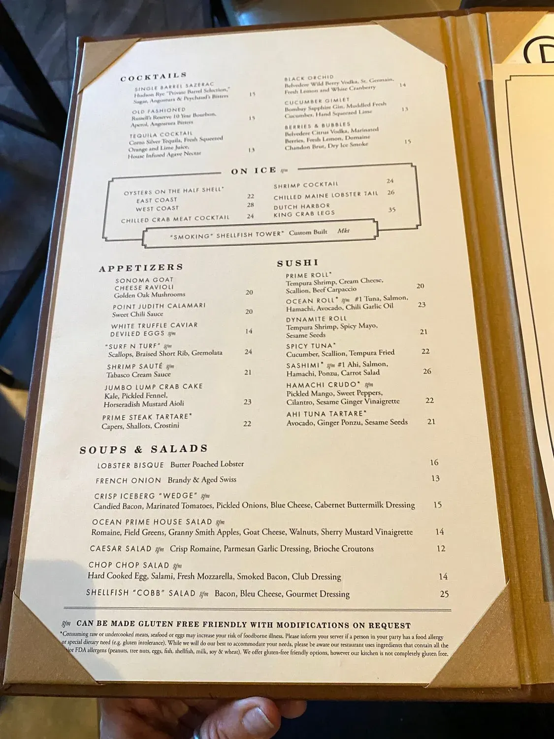 Ocean Prime Menu - Updated November 2025