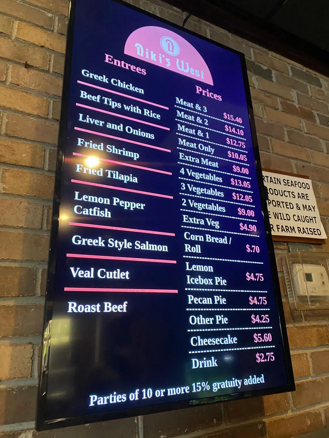 Niki's West Menu - Updated November 2025