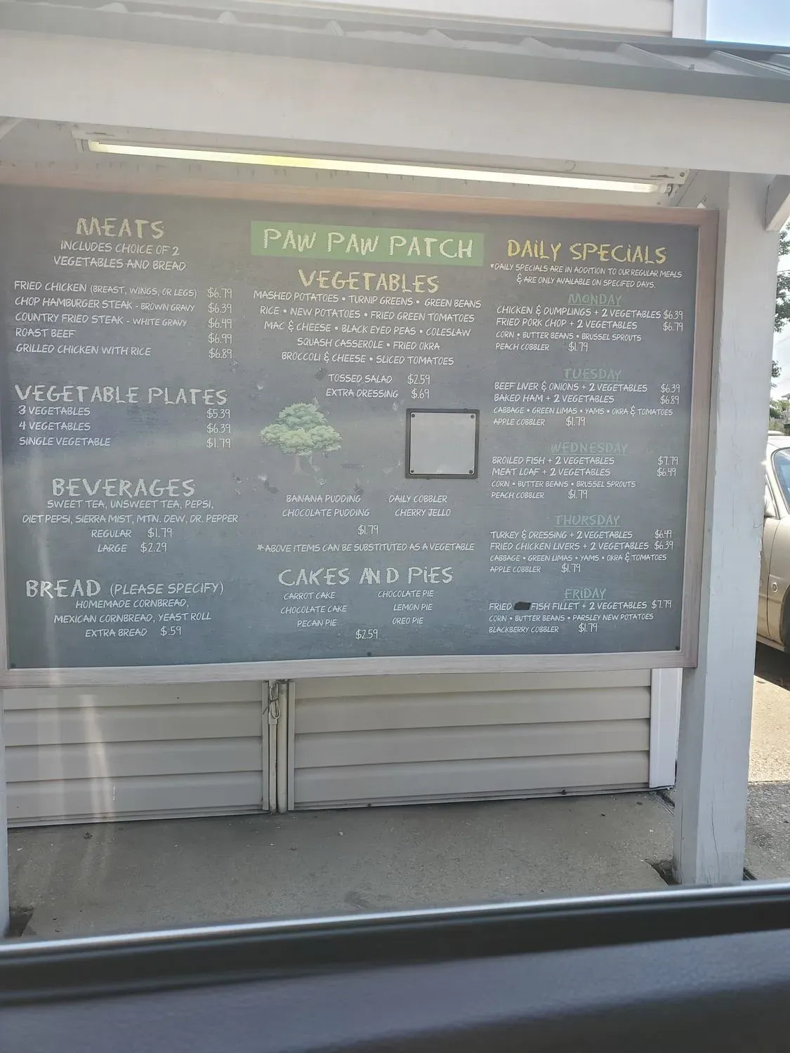 Paw Paw Patch Menu - Updated October 2025