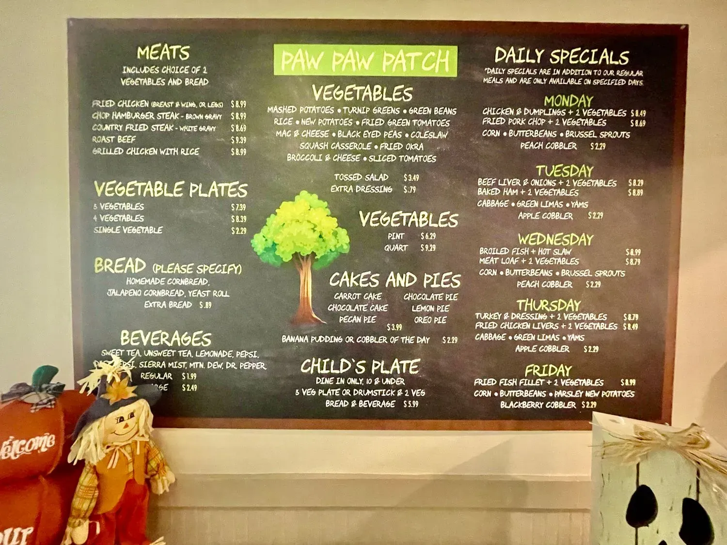 Paw Paw Patch Menu - Updated October 2025
