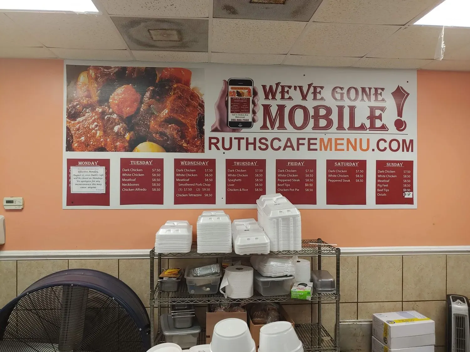 Ruth's Cafe Menu - Updated October 2025