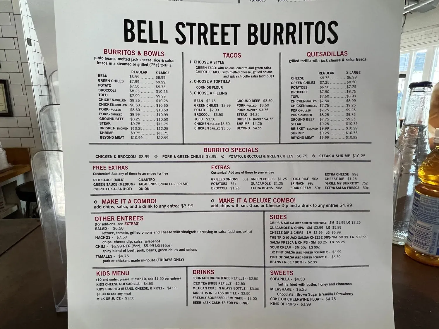 Bell Street Burritos Menu - Updated November 2025