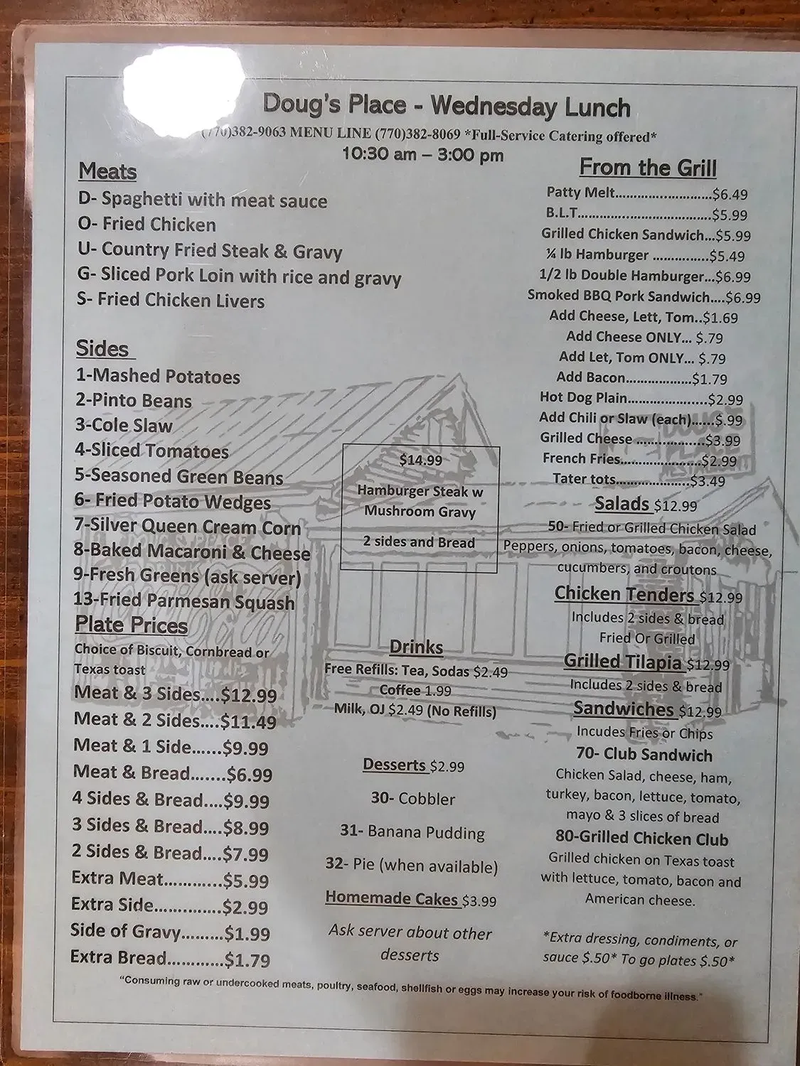 Doug's Place Menu - Updated October 2025