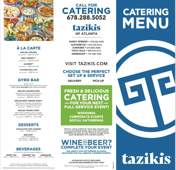 Taziki's Mediterranean Cafe - Toco Hills Menu - Updated August 2025