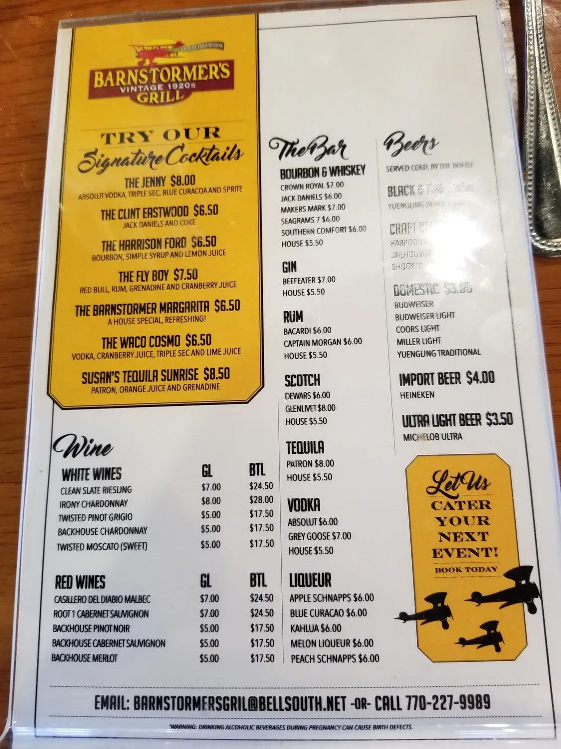 Barnstormer's Grill and Event Center Menu - Updated October 2025