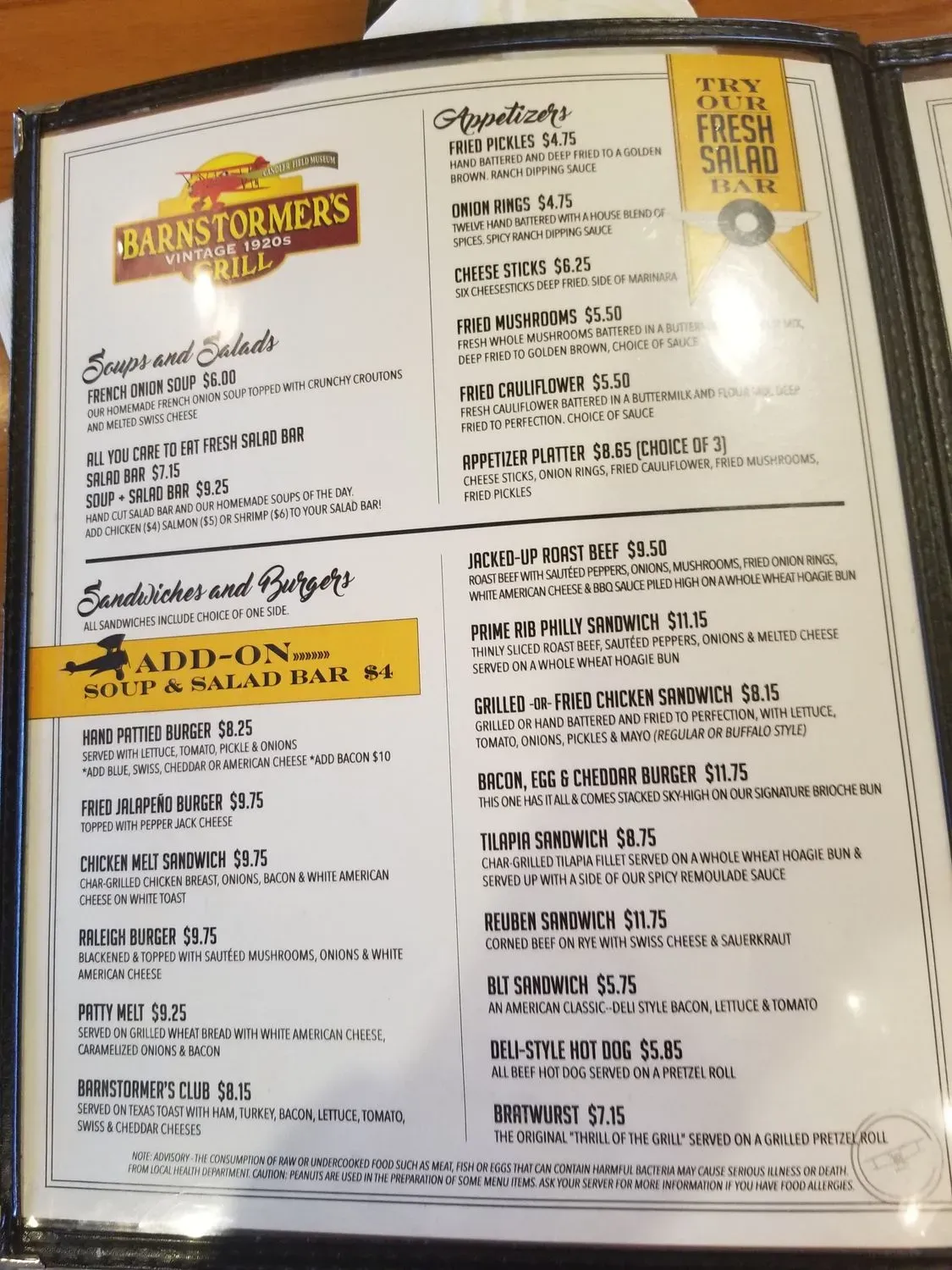 Barnstormer's Grill and Event Center Menu - Updated October 2025