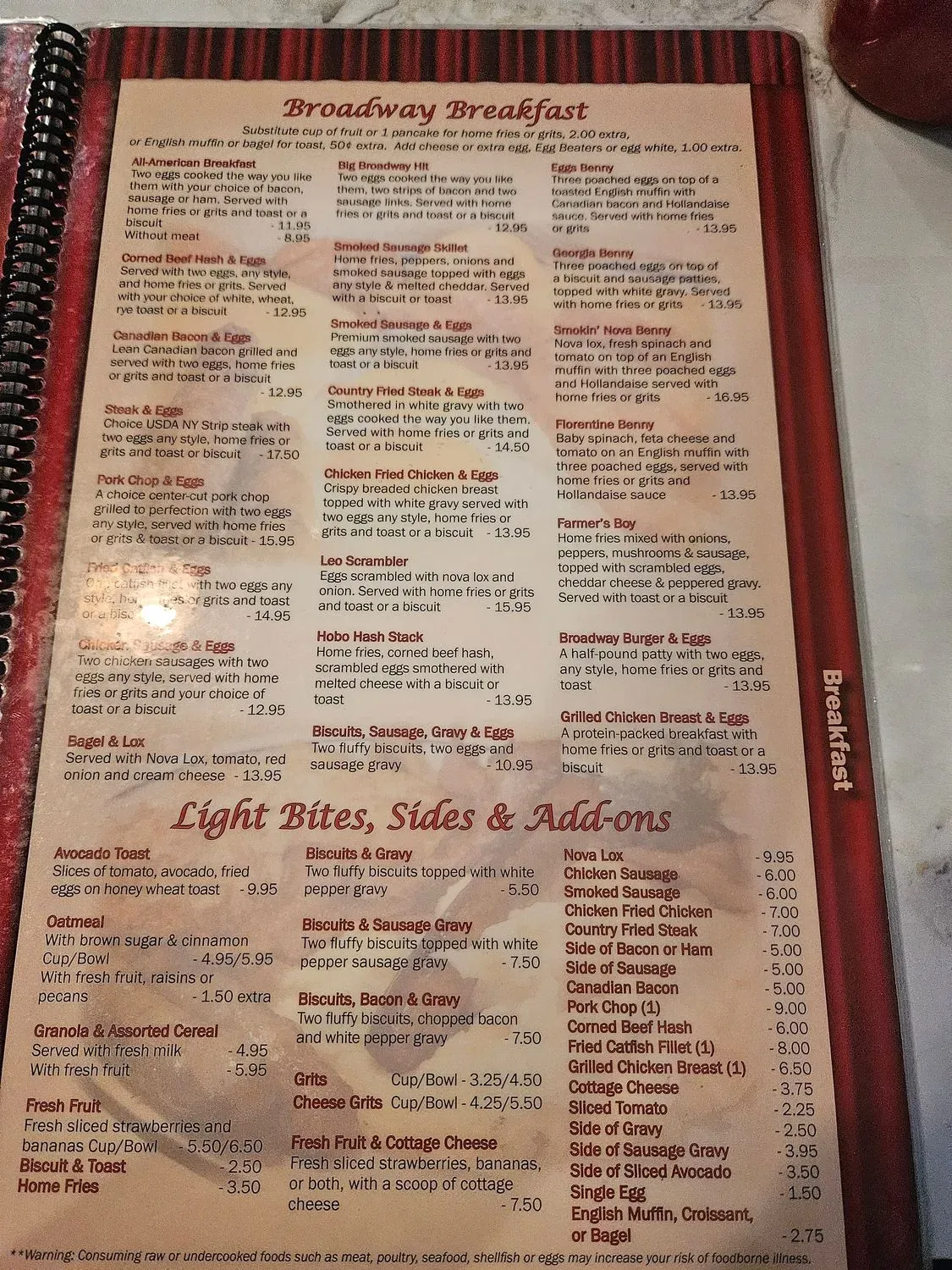 Broadway Diner Menu - Updated October 2025