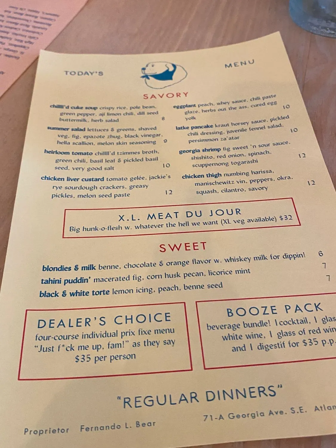 Little Bear Menu - Updated October 2025