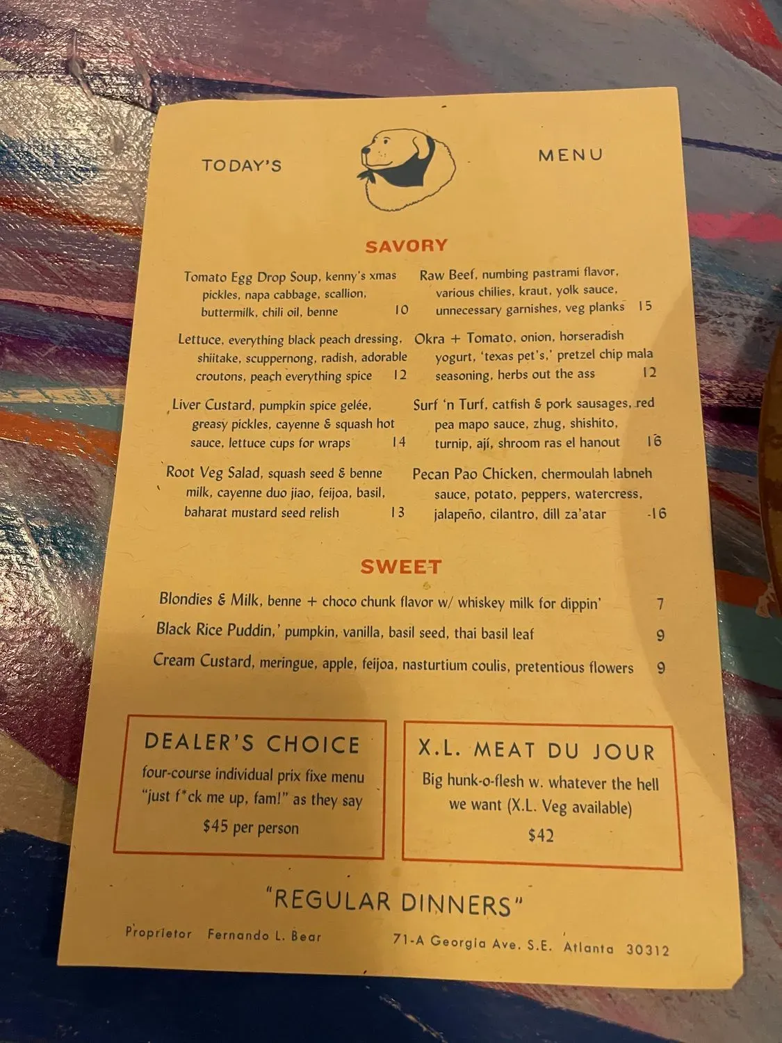 Little Bear Menu - Updated October 2025