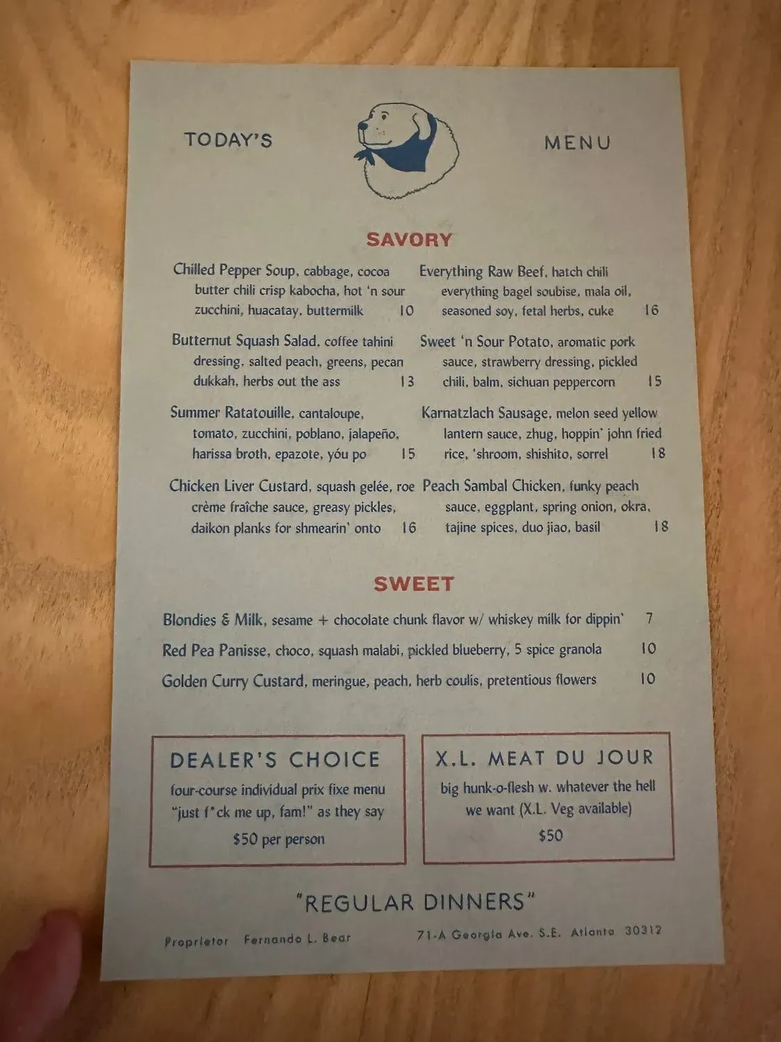 Little Bear Menu - Updated October 2025