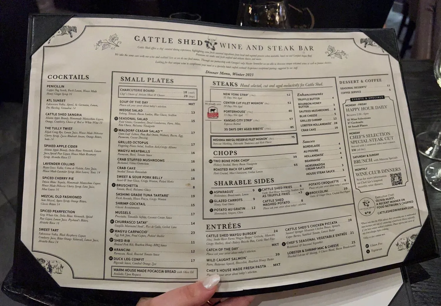Cattle Shed Menu - Updated August 2025