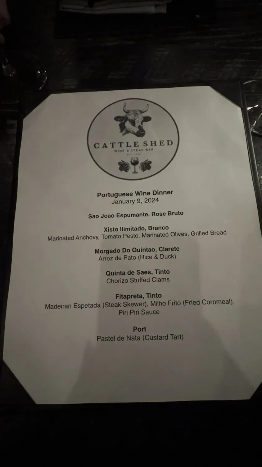 Cattle Shed Menu - Updated August 2025