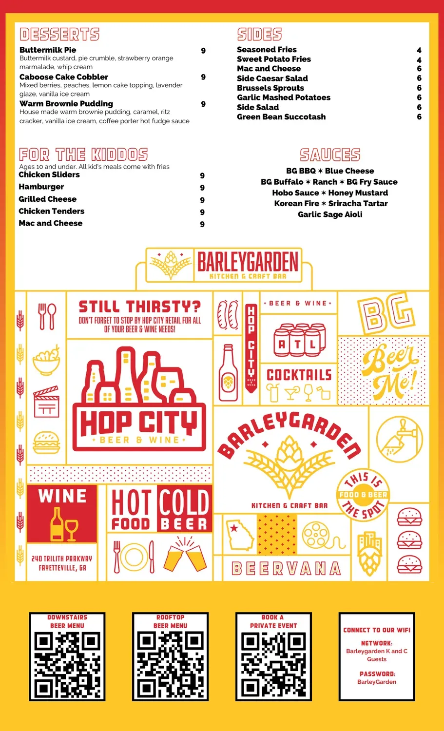 Barleygarden Kitchen and Craft Bar - Fayetteville Menu - Updated ...