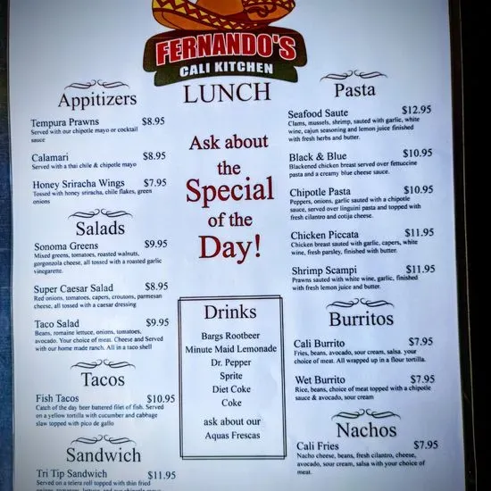 Fernandos Cali Kitchen Menu | Yuba City, CA | Checkle