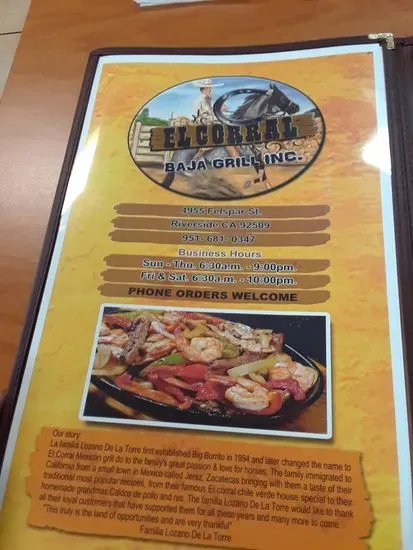 El Corral Mexican Grill Menu | Riverside, CA | Checkle