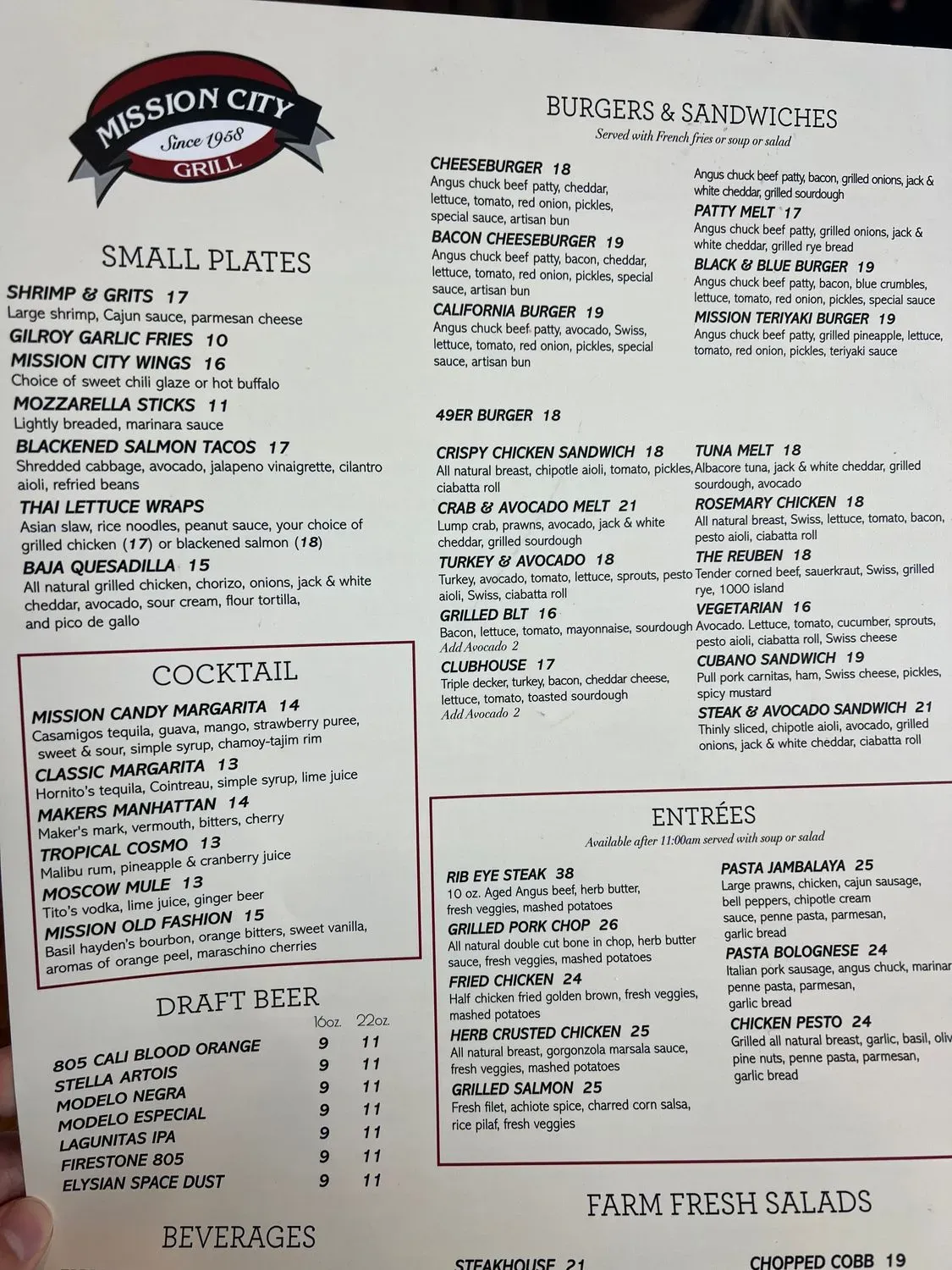 Holder’s Mission City Grill Menu - Updated October 2025