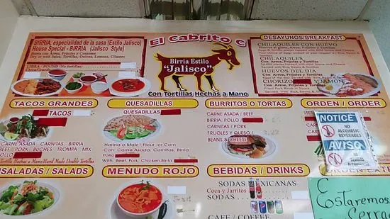 El Cabrito Menu | Pomona, CA | Checkle
