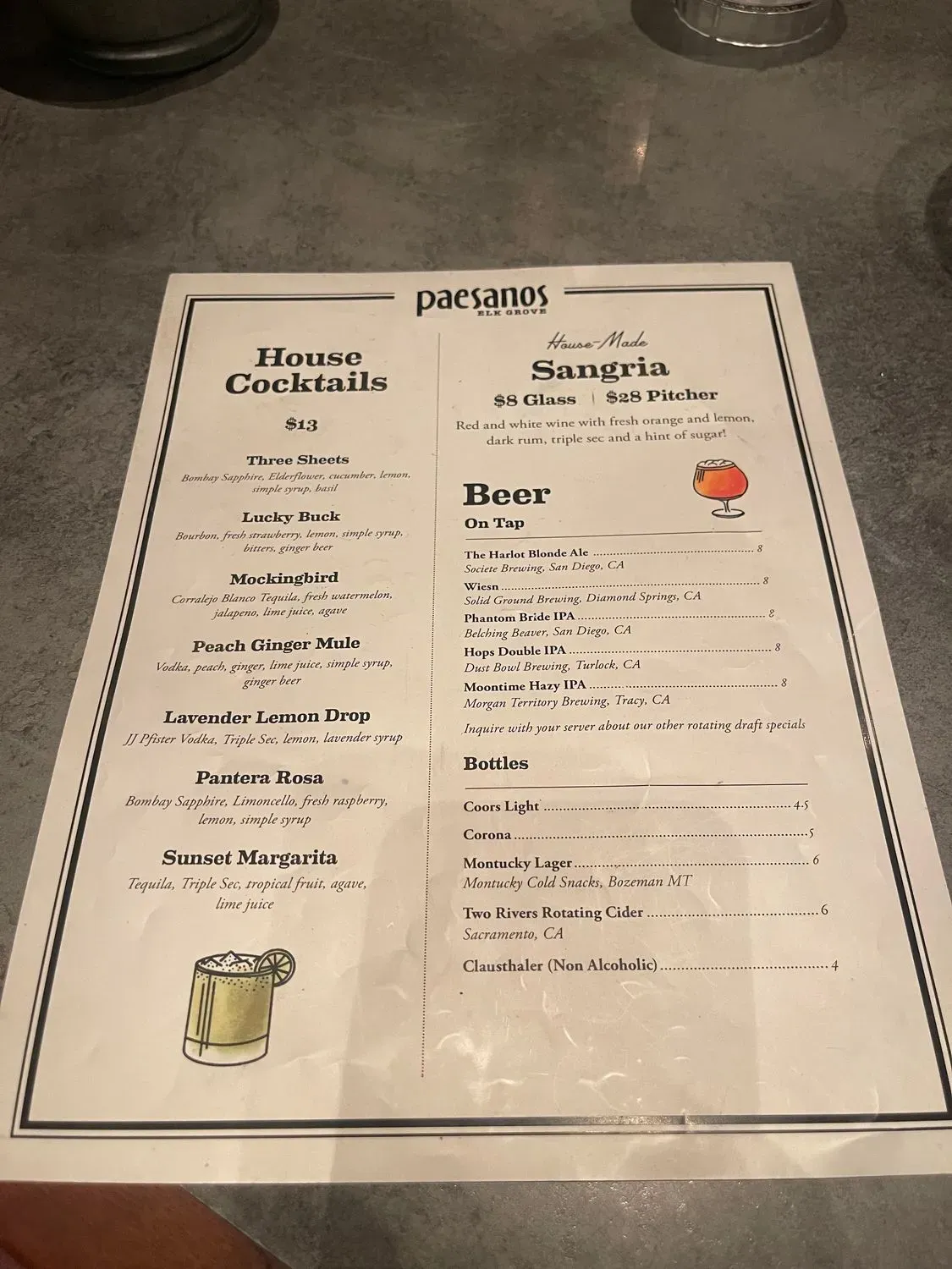 Paesanos Menu - Updated November 2025