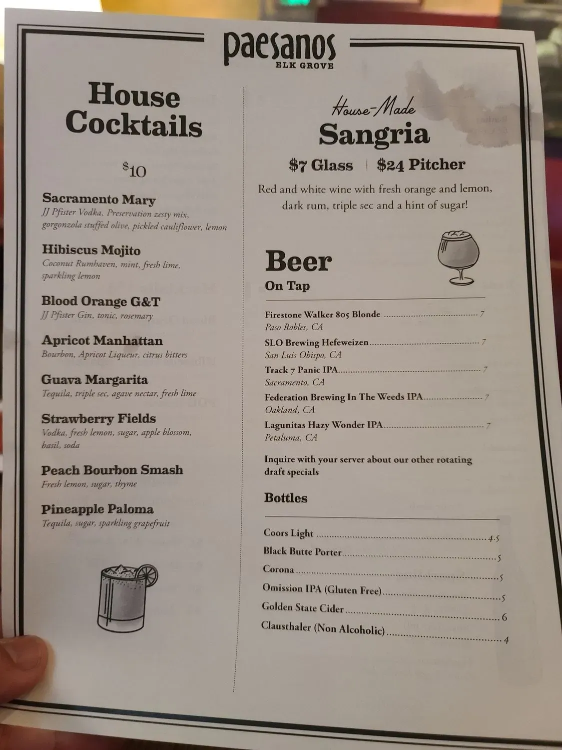 Paesanos Menu - Updated November 2025
