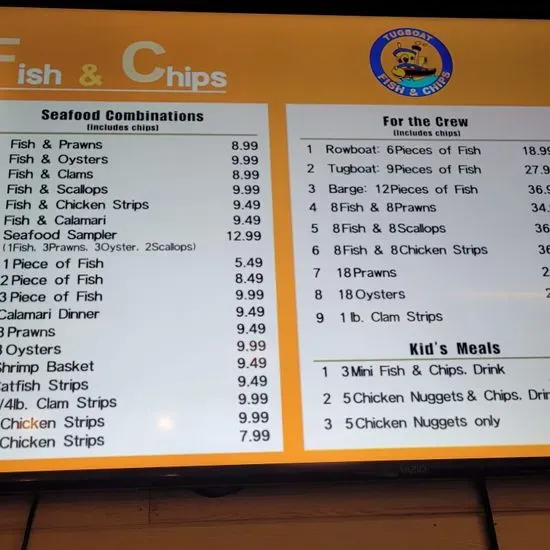 Tugboat Fish & Chips Menu | Lincoln, CA | Checkle
