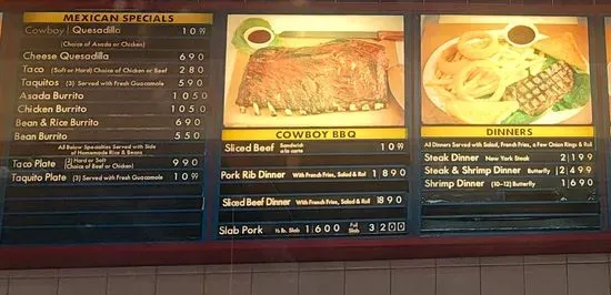 Cowboy Burgers & BBQ Menu | Fontana, CA | Checkle