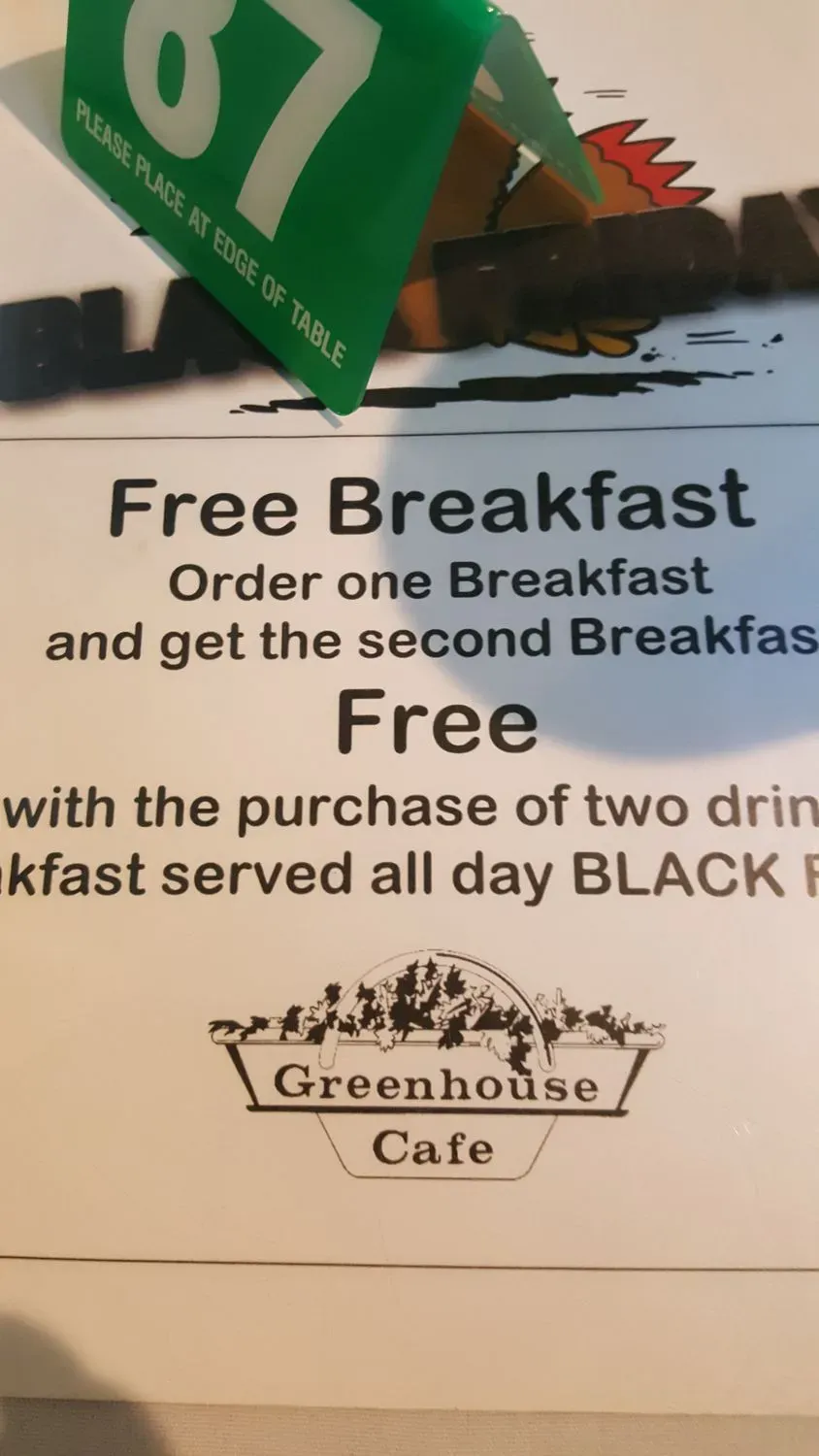 Greenhouse Cafe Menu - Updated November 2025