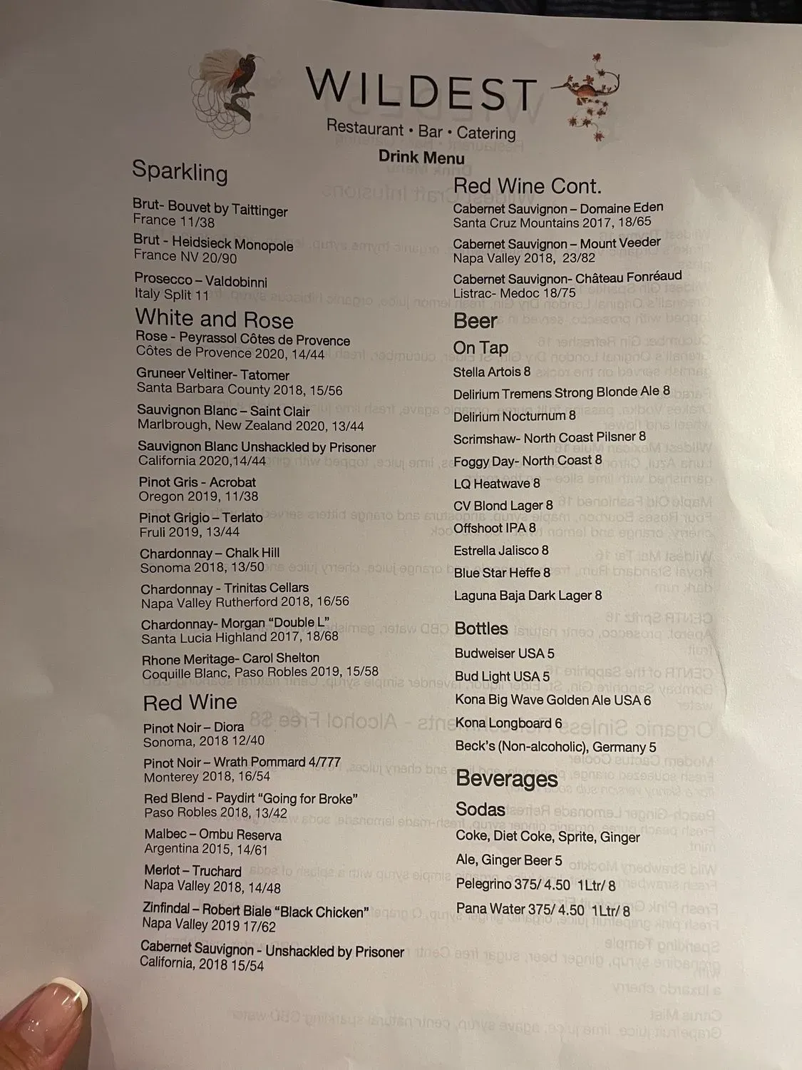 Wildest Restaurant & Bar Menu - Updated November 2025