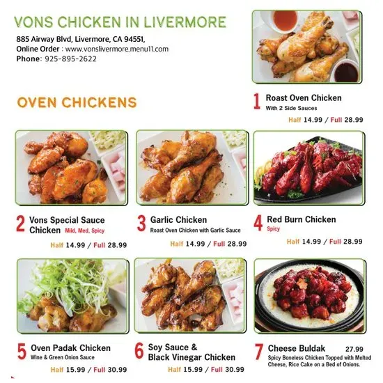 Vons Chicken Livermore Menu | Livermore, CA | Checkle