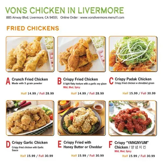 Vons Chicken Livermore Menu | Livermore, CA | Checkle
