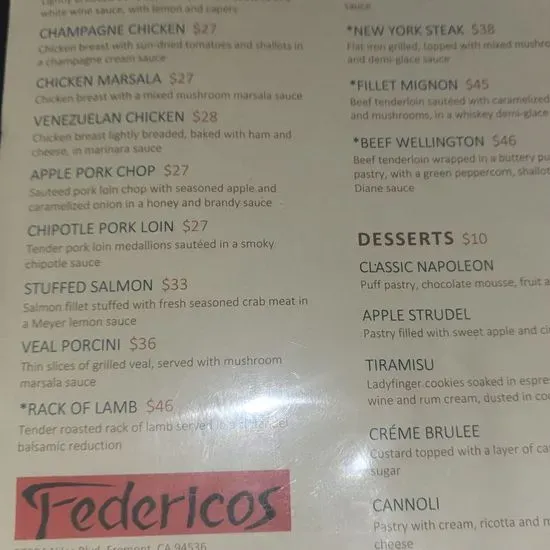 Federicos' Grill & Catering Menu | Fremont, CA | Checkle