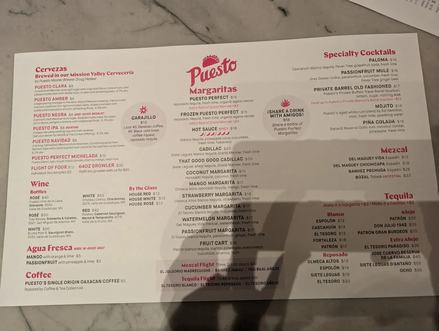 Puesto Anaheim Menu - Updated November 2025