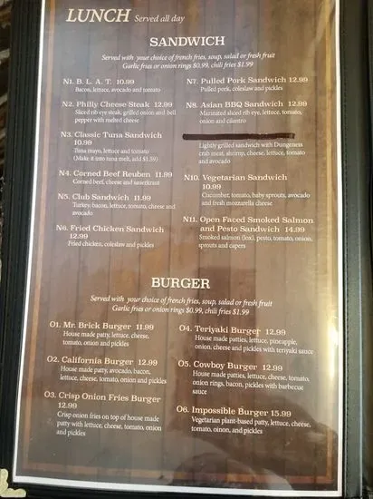 833 Brick Cafe Menu | Livermore, CA | Checkle