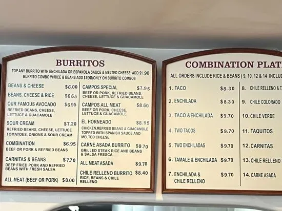 Campos Famous Burritos Menu | Simi Valley, CA | Checkle