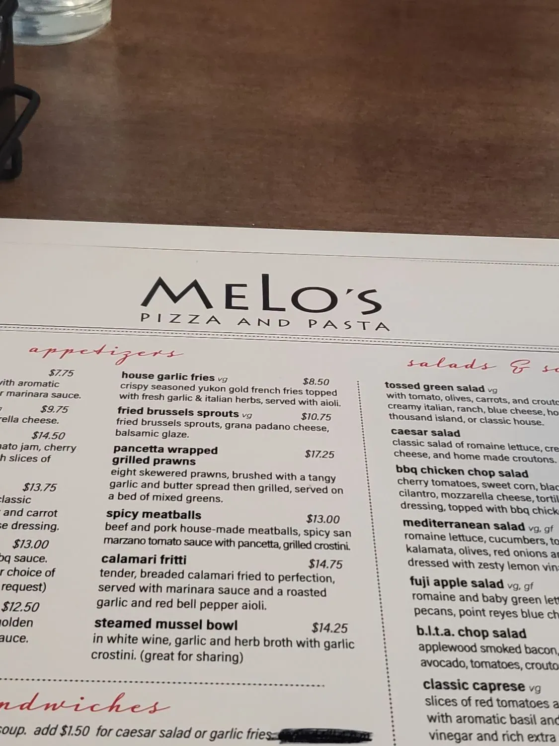 Melo's Pizza & Pasta Livermore Menu - Updated October 2025